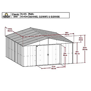 Arrow Classic Metal Shed, 14 x 14, Charcoal