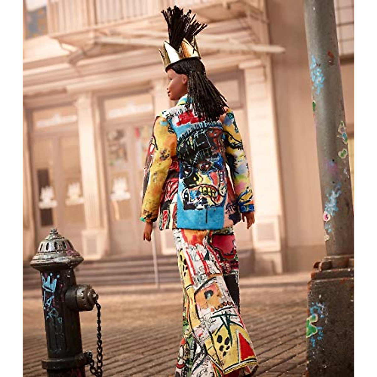 Barbie Collector Jean-Michel Basquiat X Doll with Braids and Crown, Wearing Art-Inspired Suit and Accessories, with Doll Stand and Certificate of Authenticity