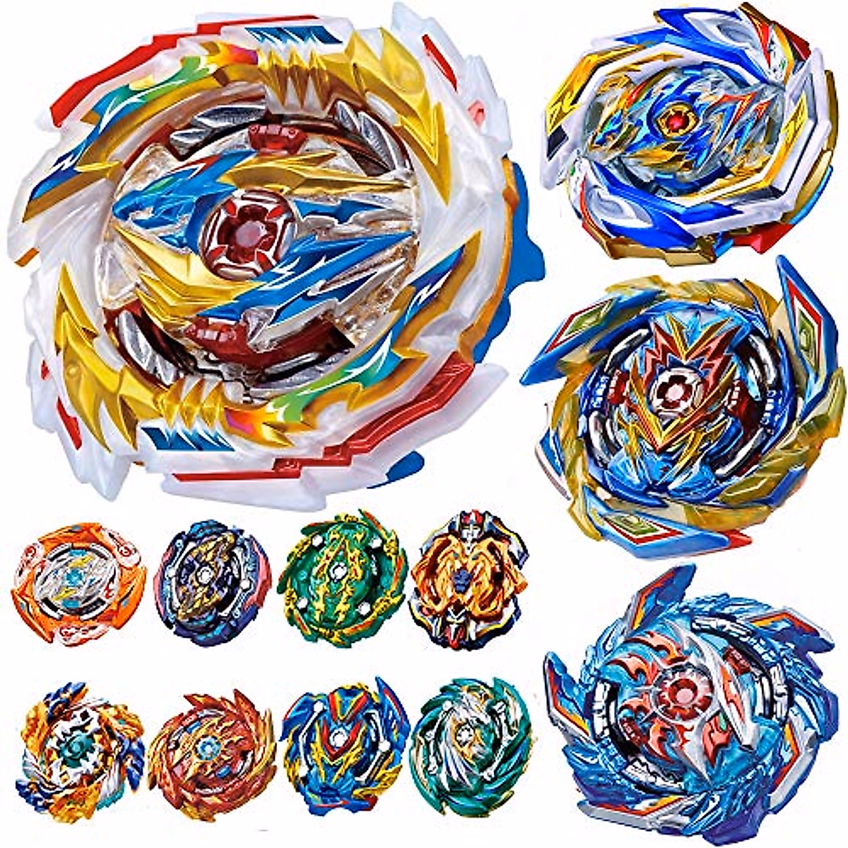 Hiash Gyros 12 Piece Pack, Battling Top Battle Burst High Performance Set, Kids Boys Christmas Birthday Party Gift Idea