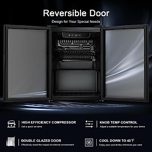 Antarctic Star Wine Cooler/Beverage Refrigerator,16 Bottle 68 Can Freestanding Wine Cellar Front Glass Door for Home and Bar, Electronic Temperature Control, with Blue LED, 1.7 Cu.Ft.