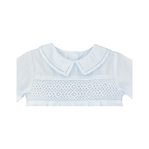 Petit Ami Baby Boys' Romper with Smocking and Faggoting, 12 Months, Blue