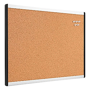 Amazon Basics Cork Board with Aluminum/Plastic Frame and Mounting Tabs, 17 x 23 Inches