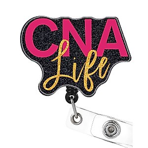 Plifal CNA Badge Reel Holder Retractable with ID Clip for Nurse Nursing Name Tag Card Cute Medical Assistant Funny Accessories with Alligator Clip for Hospital Student Work Office