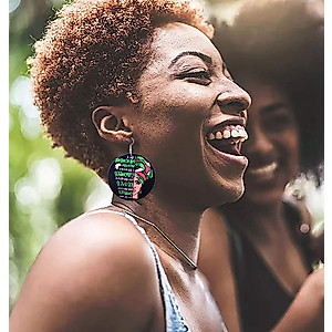 Sailimue 6 Pairs Round African Wooden Earrings for Women Drop Dangle Earrings Natural Ethnic Style Queen Earrings