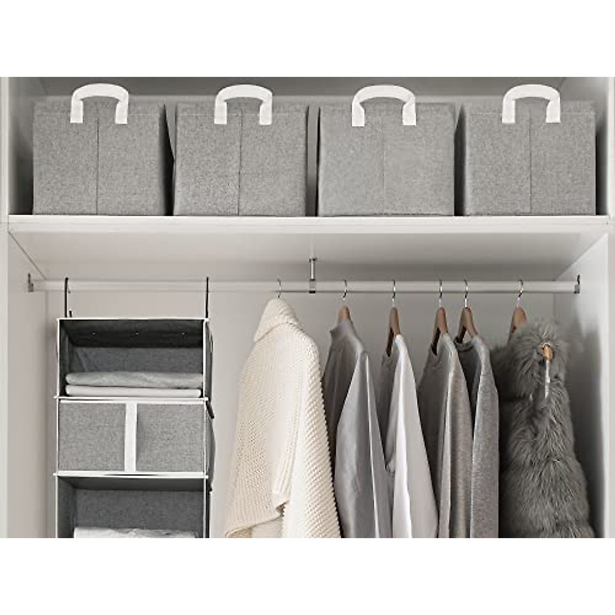 StorageWorks 5-Pack Storage Bins for Shelves with Metal Frame, Decorative Storage Boxes