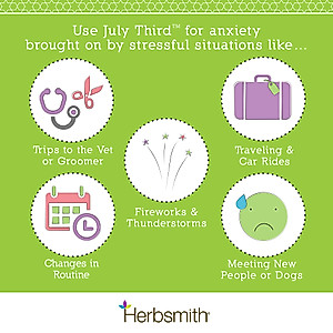 Herbsmith July Third - Canine Calming Chews - Calming Herbs for Dogs - Anxiety Supplements for Dogs - 30ct Large Chews