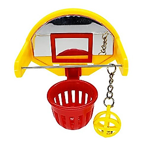Grebest Parrot Training Toy Mini Basketball Hoop Parrot Chewing Toy Develop Intelligence Plastic Random Color