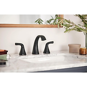 Peerless Parkwood Widespread Bathroom Faucet, Black Bathroom Faucet 3 Hole, Bathroom Sink Faucet, Drain Assembly, Matte Black P3535LF-BL