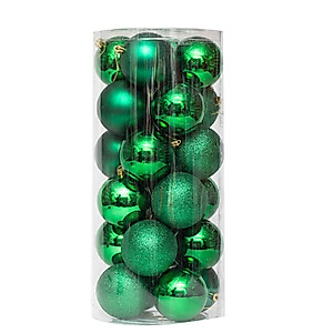 Altsuceser 24Pcs Shatterproof Christmas Tree Ornaments Set, Christmas Balls Decoration Tree Balls for Holiday Wedding Party Decoration Green