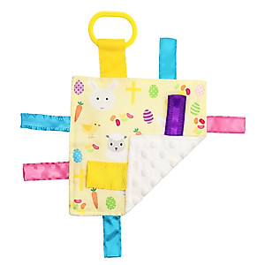 Baby Jack & Co 8x8” Easter Lovey Tag Toys for Babies - Baby Crinkle Toys - Crinkle Toys for Baby - Soft & Safe - Learn Shapes & Colors - Ideal Baby Toy & Baby Gift - BPA Free w/Stroller Clip