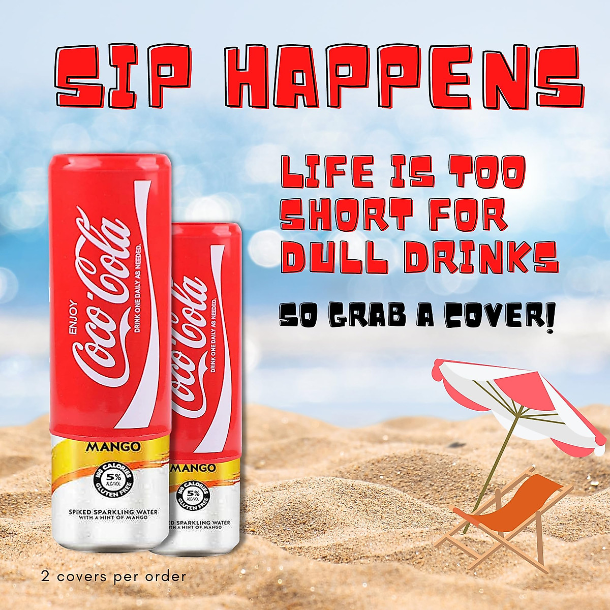 Generic (2-Pack) Seltzer Beer Can Cover-Skinny SeltzerAlcohol Disguise Drink Sleeve - Hide a Beer for Truly and White Claw Slim Skinny CansBeer Can Gag Gifts Beach Accessories Great for Golf Lovers