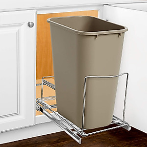 Lynk Professional® Pull Out Trash Can Under Cabinet Slide Out Organizer, Slide Out Adjustable Shelf for Trash Cans, Laundry Hampers, and Bath Bins - Chrome (Trash Can Not Included)