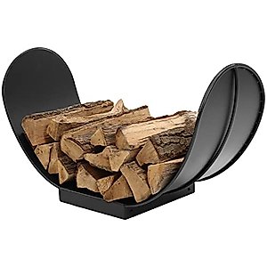 Sunnydaze Curved Firewood Rack - Indoor or Outdoor Fireplace or Fire Pit Wood Storage Holder - Durable Steel Construction with Powder-Coated Black Finish - 3-Foot