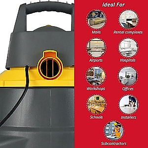 Koblenz Contractor Wet/Dry Vac, 6 Gallon Tip-Resistant Tank,5.0HP, Gray+Yellow (WD-6 C212)