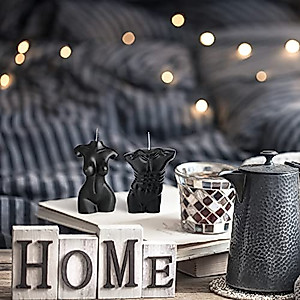 2 Pieces Body Shaped Candle Female Body Candle Men Torso Candle Soy Wax Scented Candle Scented Candle Male Body Candle Decorative Candle for Bedroom Bathroom Wedding (Black)