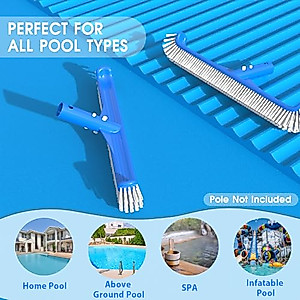 TidyMister Pool Brushes for Cleaning Pool Walls Strong Pool Brush Head for Inground & Above Ground Pools 90 Degrees 17.5'' Pool Scrub Brush for Corners, Curves,Steps,Ladders,Professional Pool Cleaner