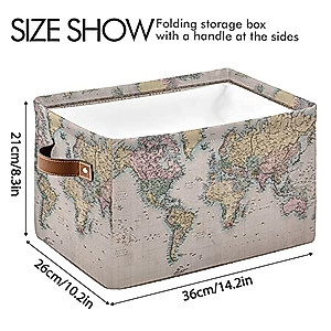 World Map Theme Storage Basket Set of 1 Organizer Storage Bin Foldable Storage Box with Handles for Home Nursery Clothes