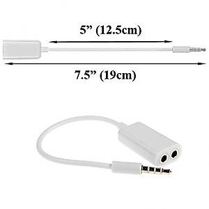 3.5mm Headset Headphone Splitter Earphone Speaker Audio Y Adapter Dual Port White for Virgin Mobile iPhone 5S - Virgin Mobile iPhone 6S - Virgin Mobile iPhone 6S Plus