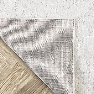 Antep Rugs Palafito 5x7 Diamond Geometric High-Low Pile Shag Textured Indoor Area Rug, White, 5'3" x 7'6"