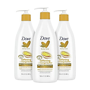 Dove Body Love Softening Body Lotion with Mango & Almond Pack of 3 For Touchably Soft Skin Butters Lotion for Dry Skin with Restoring Ceramide Serum 13.5 oz