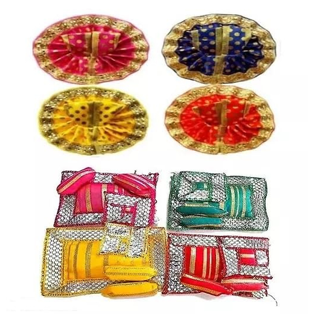 Bal Gopal Krishna Laddu Gopalji Thakur Ji Kanha Dress Size 1 No 4 Pcs Multicolor and Multidesign and 4 Pcs Bister Set