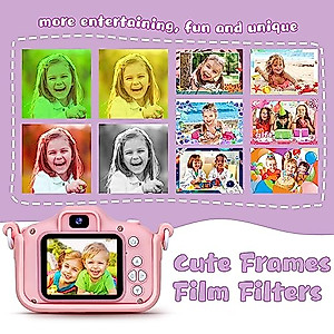 KIZJORYA Kids Camera, 2024 Upgraded 48MP HD Digital Selfie Camera Toys for Kids 3-12, Christmas Birthday Gift for Girls Boys with Unicorn Cover, Children Portable Video Camera for Toddlers-32GB(Pink)