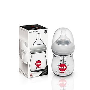 Joovy Boob Baby Bottles Made from Durable, Medical-Grade PPSU with CleanFlow Vent Technology to Prevent Nipple Collapse, Negative Pressure, and Colic Symptoms (5oz)