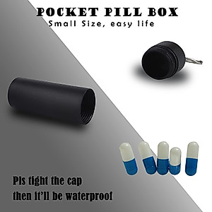 Small Pill Box Waterproof Keychain Pill Holder Portable Travel Pill Container Metal Case with Keyring for Outdoor Camping Travel