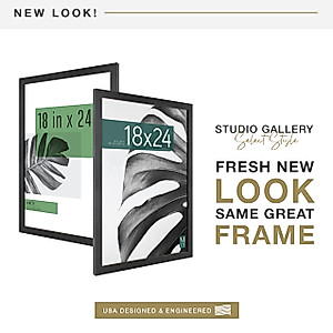 MCS Studio Gallery 18x24 Poster Frame Black Woodgrain, Vertical & Horizontal Wall Hanging Large Picture Frame for Photos, Posters & Art Prints (1-Pack)