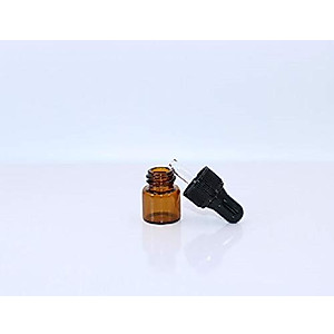 50Pcs Amber Glass Dropping Bottles 1ml Mini Essential Oil Dropper Bottles Empty Travel Perfume Sample Vials Containers with Glass Eye Dropper and Cap in Box(2 Droppers Included)