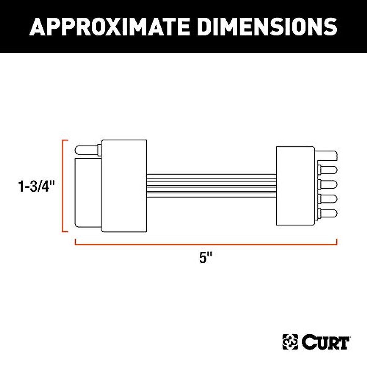 CURT 57187 4-Way to 5-Way Flat Adapter for Boat Trailer Surge Brakes , Black
