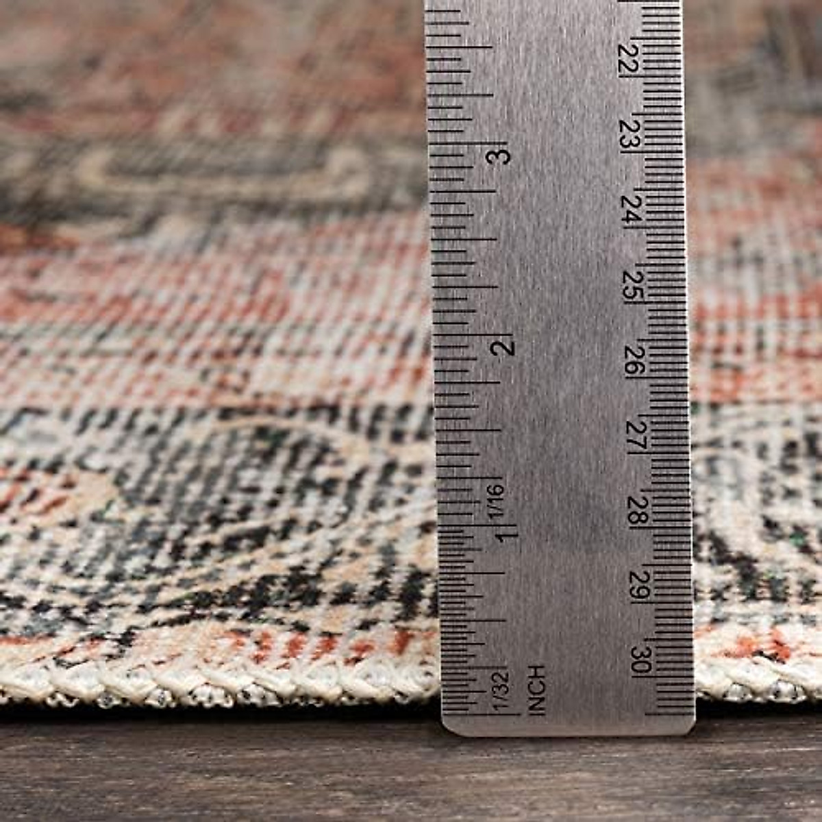 Livabliss Suri Vintage Washable Area Rug 5'3" x 7'3", Rust/Blue