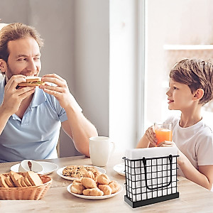 Black Metal Standing Napkin Holder Caddy for Lunch Napkins