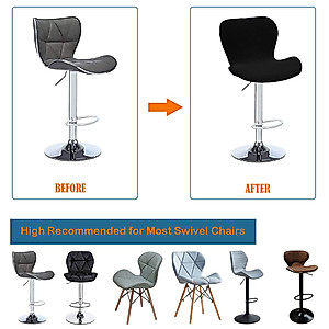 Bifaunvogel Counter Height Bar Chairs Cover Set of 4 Jacquard Swivel Bar Stools Slipcovers Stretchable Swivel Barstools Chair Covers Protector for Home Kitchen Bar Cafe Black