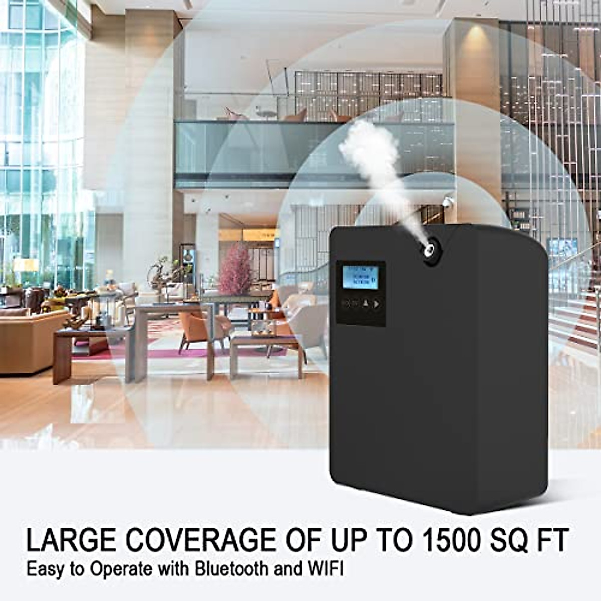 Hitish Scent Air Machine for Home, Bluetooth & WiFi Smart Scent Air Machine with Nebulizing Tech, 300ML Silent & Waterless Essential Oil Diffuser Cover up to 1500 Sq Ft for Large Room, Office(Black)