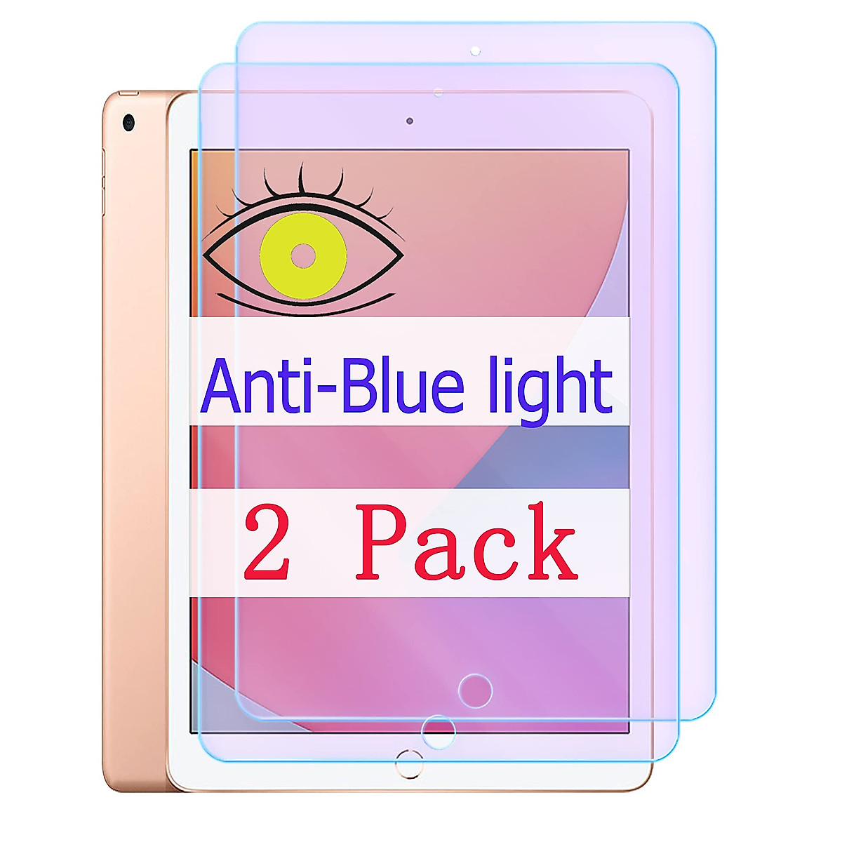 Umhlaba Anti Bluelight Compatible With iPad 9th Generation Screen Protector 10.2 inch 8th 7th Gen 7 8 9 th Tempered Glass 9H Blue Light Blocked 2 pack 2021