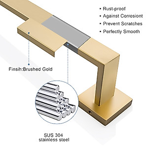 TURS Brushed Gold Single Towel Bar Stainless Steel Bathroom Towel Holder Rail Wall Mounted Towel Rack