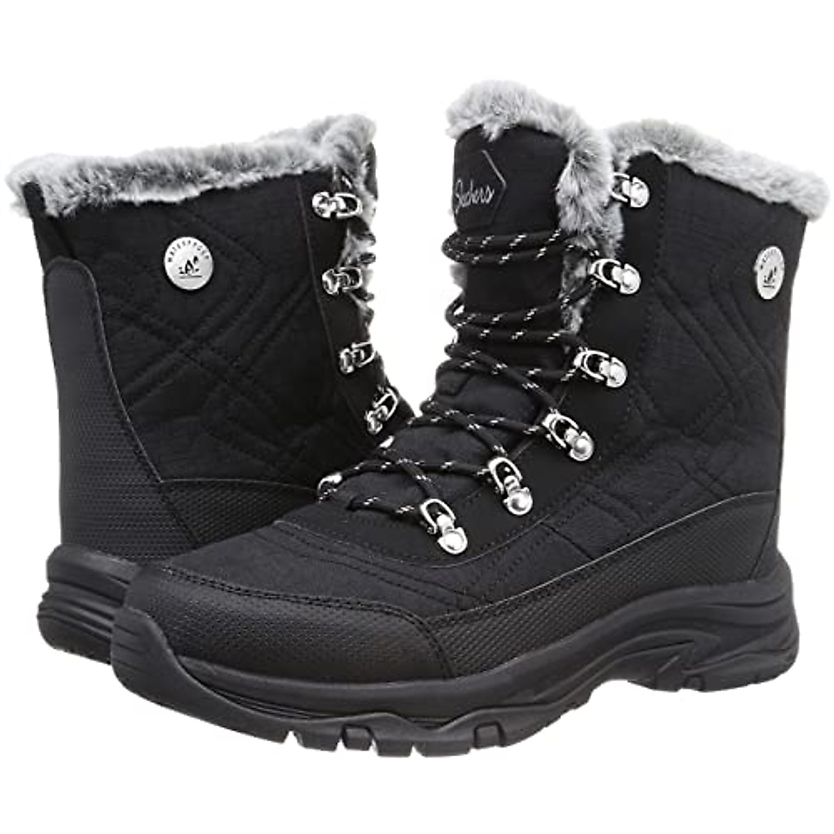 Skechers Women's Cold Weather Boot Snow, Black, 8.5