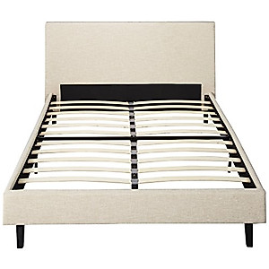 Modway Anya Upholstered Beige Full Platform Bed with Wood Slat Support