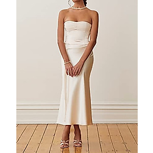 Leyajedol Women Y2k 2 Piece Skirt Set Low Cut Slim Fit Crop Top Low Waist Bodycon Maxi Skirt Outfit Summer Clubwear