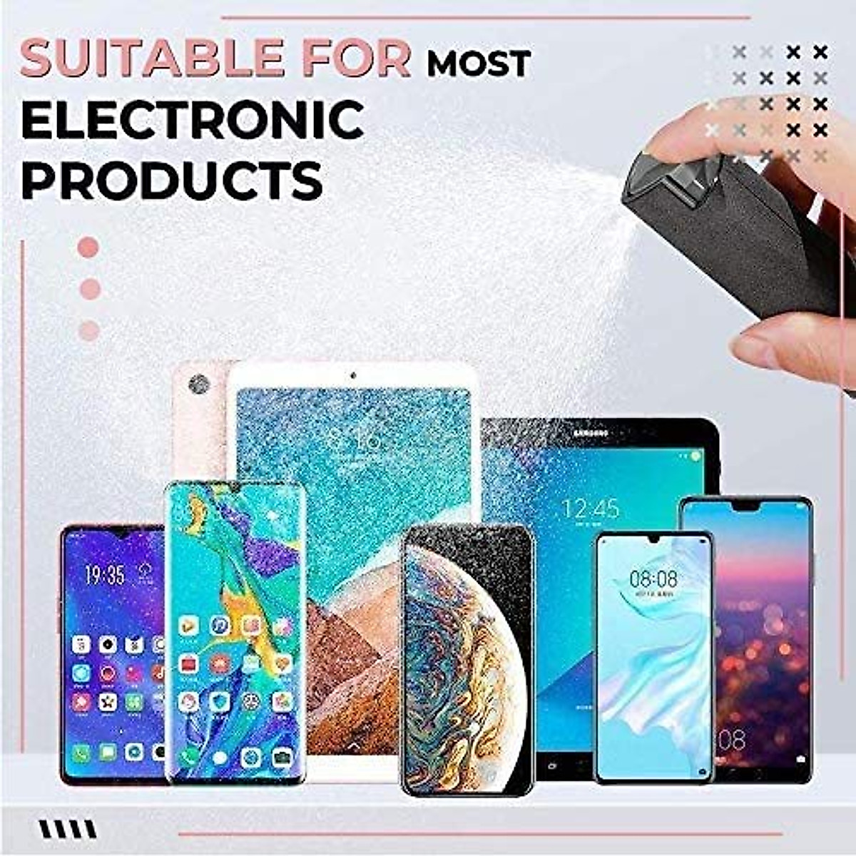 2PCS 3-in-1 Anti-Fingerprint Screen Cleaner One-Piece Screen Cleaner Spray Wipe for All Phones, Laptops, and Tablets Screens(2PCS Gray)