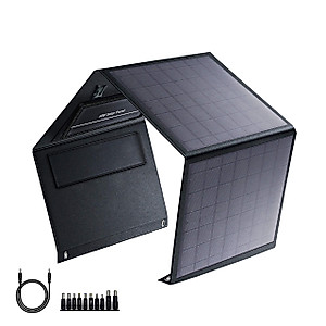 296Wh 600W Portable Power Station with 40W Solar Panel, Solar Generator Outdoor Backup Battery Supply with AC Outlet for Tent Camping, Home Emergency, Traveling, RV Trip