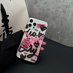 LOLAGIGI for iPhone 14 Pro Max Case Cute Collage Heart Kawaii Funny Girly Y2K Print Aesthetic Design for Women Girls Boys Soft TPU Case Cover for iPhone 14 Pro Max 6.7", White