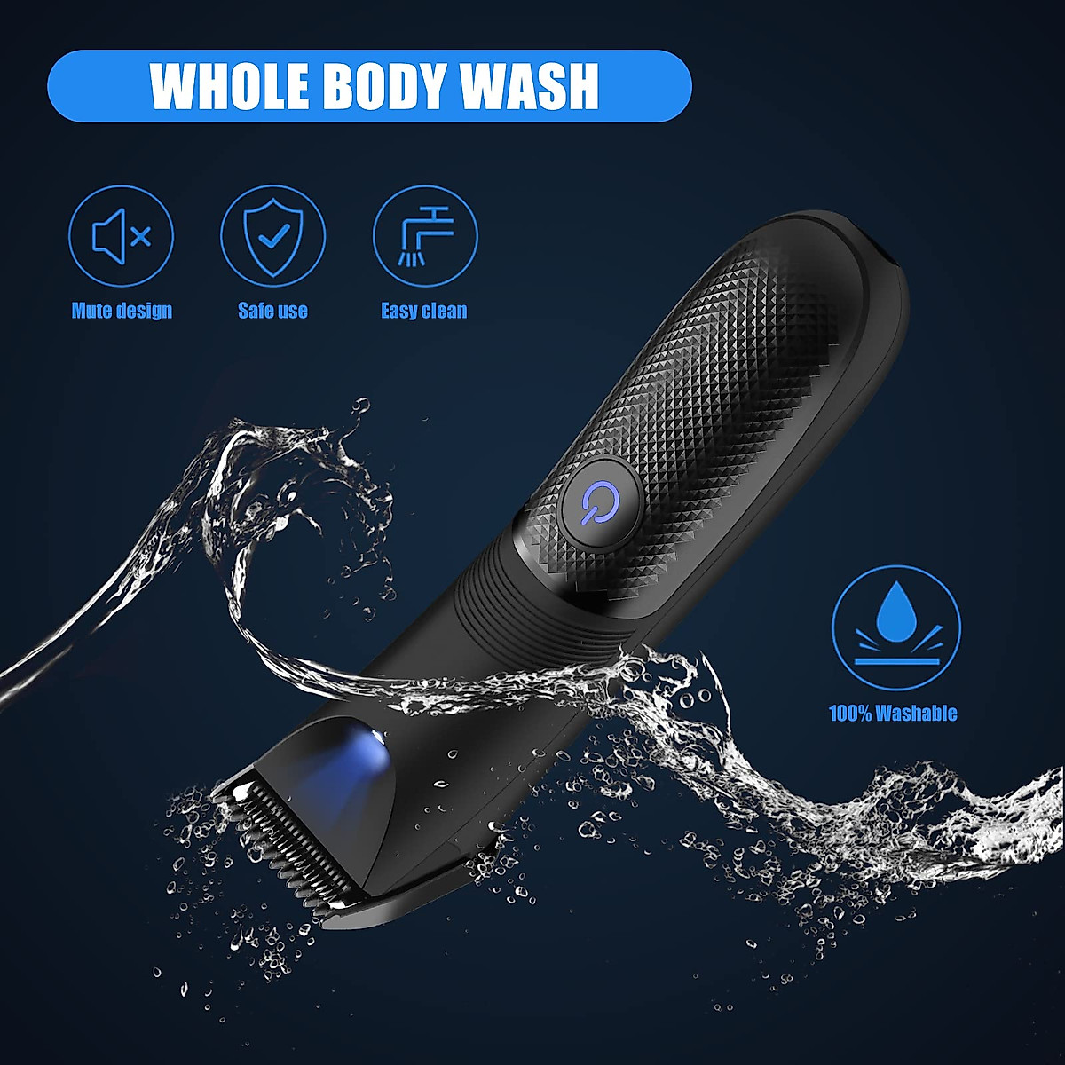 Electric Groin Hair Trimmer & Shaver for Men Bikini Trimmer Women Waterproof Body Hair Groomers,Groin Hair Trimmer Beard Trimmer with LED Indicator, IPX7 Mens Pubic Hair Shaver for Balls