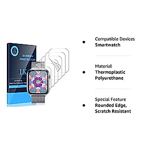 LK [6 Pack] Screen Protector for Apple Watch 40mm SE/Series 4/5/6 and Apple Watch 38mm Series 3/2/1- Bubble-Free Scratch-resistant iWatch 38mm/40mm Flexible TPU Clear Film (UF-001)