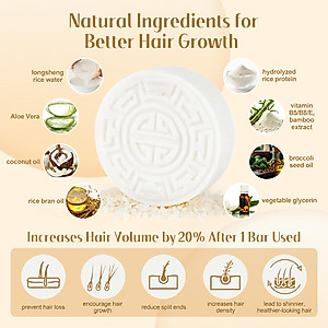 Leafinty Rice Water Shampoo Bar - 2 in 1 Fermented Rice Water Solid Shampoo and Conditioner for Hair Growth and Moisturizing - Vegan, pH Balance, Zero Waste, 3.5oz