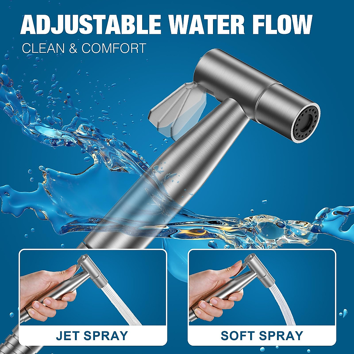 FREDI Bidet Sprayer for Toilet, Bidet Sprayer, Toilet Faucet, Jet Spray for Toilet, Muslim Shower, Toilet Sprayer, Ducha para Toilet(Brushed Nickel)