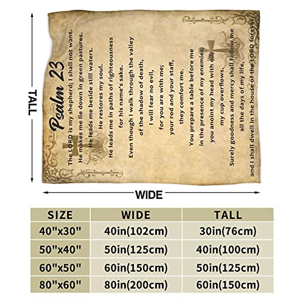 Psalm 23 Blanket Christian Gifts (50x40inch)- Religious Throw Blanket Soft Lightweight Cozy Plush Warm Blankets for Women Men