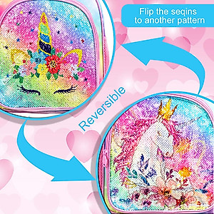 WZLVO Toddler Backpack for Girls, 12" Cute Unicorn Preschool Sequin Bookbag, Kindergarden School bag for little Kids