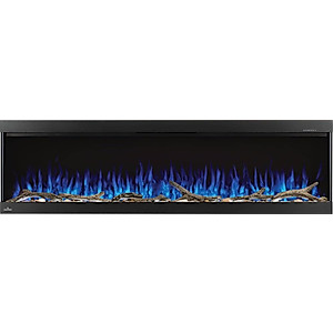 Napoleon Trivista Pictura 60 3-Sided Electric Linear Fireplace - Built-in Design - Multi-Color Flames with Large Crystal Cubes and Natural Looking Birch Logs - NEFL60H-3SV